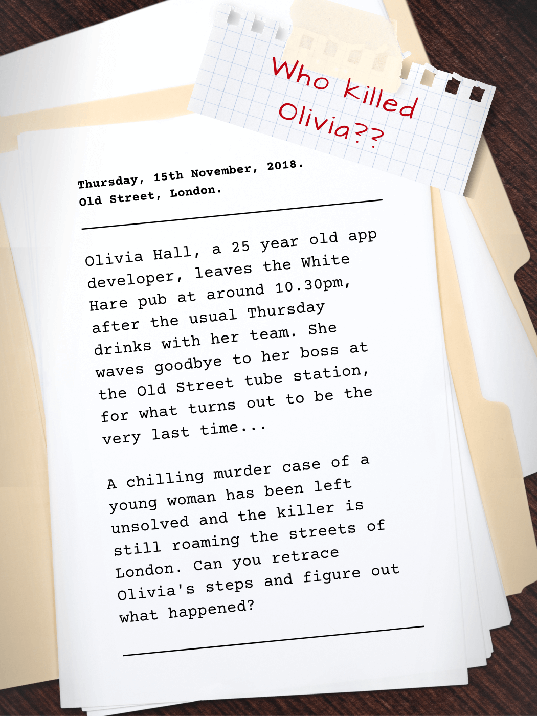 'Cold Case File' Date Night Game – A Twist Of Date